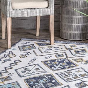 nuLOOM Simone Moroccan Mural Fringed Indoor/Outdoor Area Rug, 5' x 8', Multi