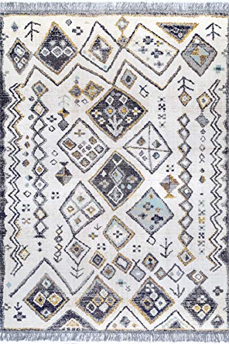 nuLOOM Simone Moroccan Mural Fringed Indoor/Outdoor Area Rug, 5' x 8', Multi