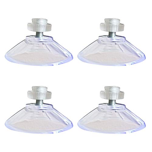 4 Pcs M4 Transparent PVC Suction Cups with Knurled Nuts, Rubber Strong Suction Cup Replacements Hook 40mm Diameter with Cap Nut for Kitchen Bathroom (Clear)