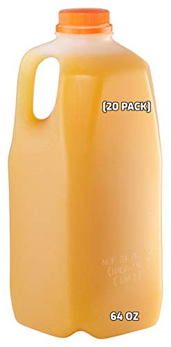 [20 PACK] Empty Plastic Juice Bottles with Tamper Evident Caps 64 OZ - Half Gallon, Smoothie Bottles - Ideal for Juices, Milk, Smoothies, Picnic's and even Meal Prep by EcoQuality Juice Containers