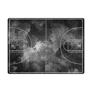 orezi grunge black basketball court large rug carpet for living room bedroom sofa floor home decor,80 x 58 inches rug