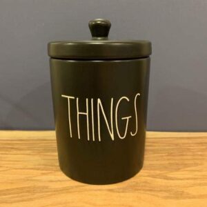 rae dunn things bathroom organizer - black - bathroom holder - ceramic