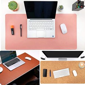 Aothia Office Desk Pad, Natural Cork & PU Leather Dual Side Large Mouse Pad, Laptop Desk Table Protector Writing Mat Easy Clean Waterproof for Office Work/Home/Decor (Purple,31.5" x 15.7")