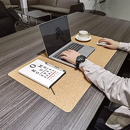 Aothia Office Desk Pad, Natural Cork & PU Leather Dual Side Large Mouse Pad, Laptop Desk Table Protector Writing Mat Easy Clean Waterproof for Office Work/Home/Decor (Purple,31.5" x 15.7")