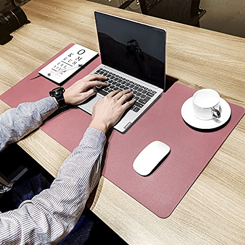 Aothia Office Desk Pad, Natural Cork & PU Leather Dual Side Large Mouse Pad, Laptop Desk Table Protector Writing Mat Easy Clean Waterproof for Office Work/Home/Decor (Purple,31.5" x 15.7")