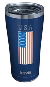 tervis usa flag triple walled insulated tumbler travel cup keeps drinks cold & hot, 20oz, stainless steel