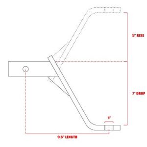 Armordillo USA 7161528 7" Drop Down Hitch for 2" Receiver-5,000 lbs