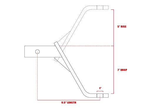 Armordillo USA 7161528 7" Drop Down Hitch for 2" Receiver-5,000 lbs