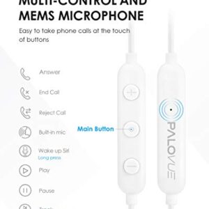 PALOVUE Lightning Headphones Earphones Earbuds Compatible iPhone 14 13 12 11 Pro Max iPhone X XS Max XR iPhone 8 Plus iPhone 7 Plus MFi Certified with Microphone Controller SweetFlow White