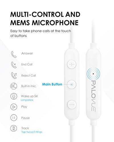 PALOVUE Lightning Headphones Earphones Earbuds Compatible iPhone 14 13 12 11 Pro Max iPhone X XS Max XR iPhone 8 Plus iPhone 7 Plus MFi Certified with Microphone Controller SweetFlow White