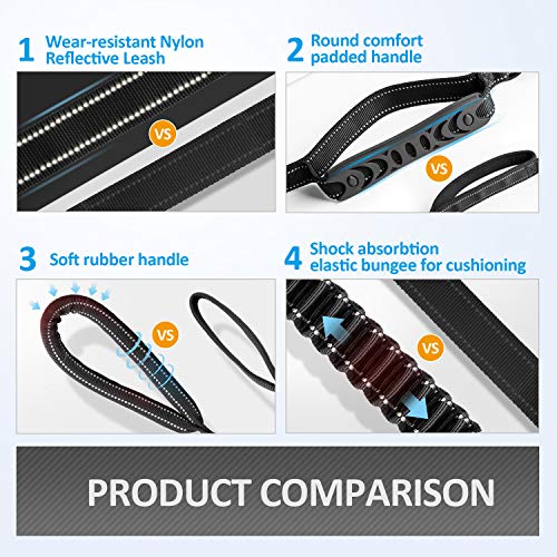 IOKHEIRA Dog Leash, Dog Leash for Large Dogs, Multifunctional Dog Leashes for Medium Dogs, Adjustable Dog Leash with Car Seatbelt, 4-6 FT Strong Bungee Dog Leash