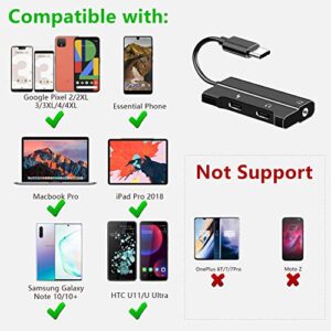 USB C to 3.5mm Headphone and Charger Adapter, 3 in 1 USB C to 3.5mm& USB C Headphone Jack Adapter with Charging Dongle Compatible with Samsung Galaxy S22 Ultra/S22/S21/S21 Ultra/S20FE, Pixel 5/4/3/2