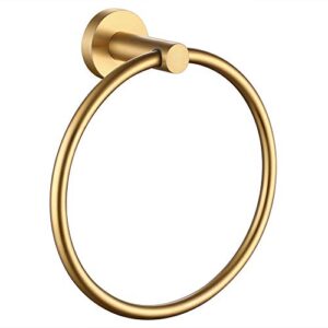 hand towel ring brushed gold, aplusee sus 304 stainless steel round towel holder for contemporary bathroom toilet kitchen storage, wall mounted