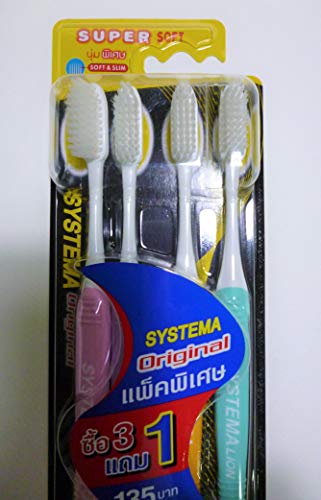 Systema Original Super Soft & Slim Bristles Toothbrushes Family Pack (Pakc of 4)