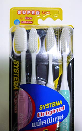 Systema Original Super Soft & Slim Bristles Toothbrushes Family Pack (Pakc of 4)