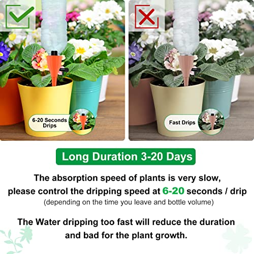 OZMI Plant Self Watering Insert Spikes Device, 6 PCS Automatic Water Control System with Slow Release Valve, Adjustable Water Volume Drip Irrigation Control System for Home and Vacation Plant Watering