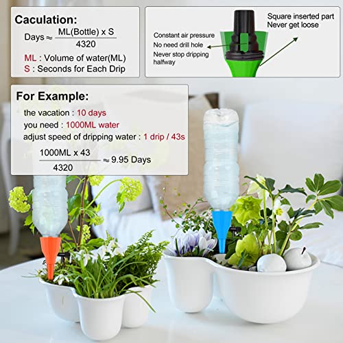 OZMI Plant Self Watering Insert Spikes Device, 6 PCS Automatic Water Control System with Slow Release Valve, Adjustable Water Volume Drip Irrigation Control System for Home and Vacation Plant Watering