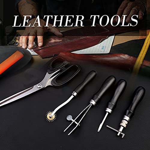 328Pcs Leather Tooling Kit, Leather Kit with Manual, Leather Working Tools and Supplies, Leather Stamp Tools, Stitching Groover and Rivets Kit Suitable for Beginners to Professionals