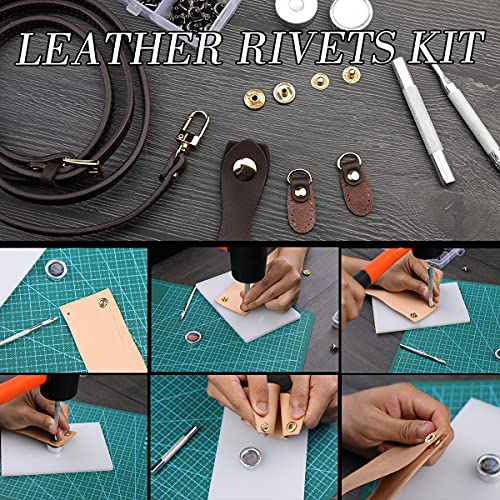 328Pcs Leather Tooling Kit, Leather Kit with Manual, Leather Working Tools and Supplies, Leather Stamp Tools, Stitching Groover and Rivets Kit Suitable for Beginners to Professionals