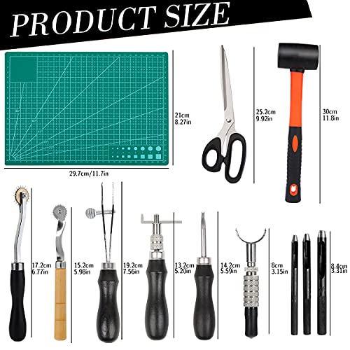 328Pcs Leather Tooling Kit, Leather Kit with Manual, Leather Working Tools and Supplies, Leather Stamp Tools, Stitching Groover and Rivets Kit Suitable for Beginners to Professionals