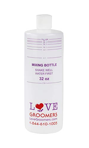 GROOMER ESSENTIALS 32 Ounce Dilution Bottle - Pack of 4 (Pet Shampoo Dilution Bottles) - Mixing Bottle for Dog Grooming Shampoo and Conditioner Grooms