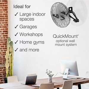 Lasko Metal Commercial Grade Electric Plug-In High Velocity Floor Fan with Wall Mount Option and Remote Control for Indoor Home, Bedroom, Garage, Basement, and Work Shop Use, Black H20660 Large