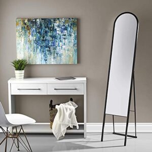 Adesso Adeline Full Length Simple, Modern Rounded Floor Mirror with Matte Black Folding Frame