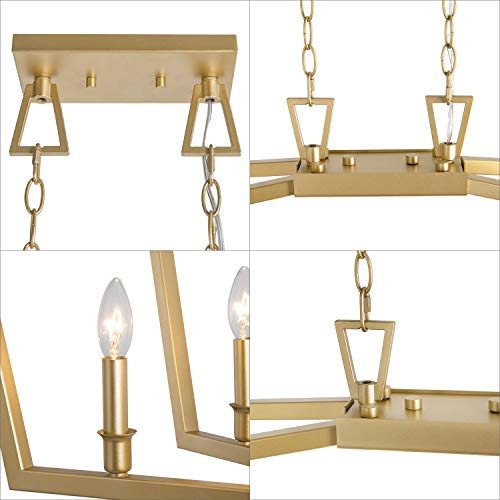 KSANA Gold Chandelier, Modern 8 Lights Metal Light Fixture for Dining Room and Kitchen Island