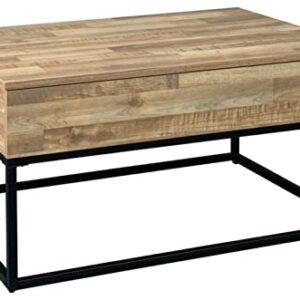 Signature Design by Ashley Gerdanet Rustic Rectangular Lift Top Coffee Table with Storage, Brown & Black