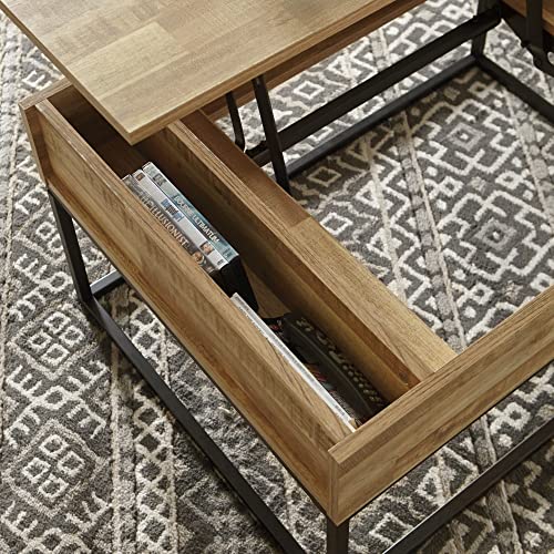 Signature Design by Ashley Gerdanet Rustic Rectangular Lift Top Coffee Table with Storage, Brown & Black