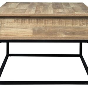 Signature Design by Ashley Gerdanet Rustic Rectangular Lift Top Coffee Table with Storage, Brown & Black