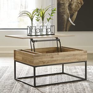 Signature Design by Ashley Gerdanet Rustic Rectangular Lift Top Coffee Table with Storage, Brown & Black