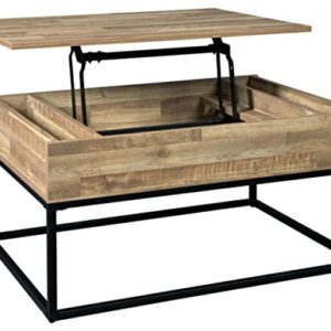 Signature Design by Ashley Gerdanet Rustic Rectangular Lift Top Coffee Table with Storage, Brown & Black