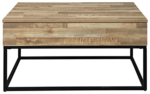 Signature Design by Ashley Gerdanet Rustic Rectangular Lift Top Coffee Table with Storage, Brown & Black