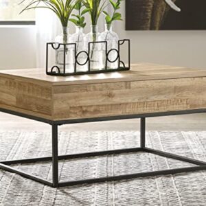 Signature Design by Ashley Gerdanet Rustic Rectangular Lift Top Coffee Table with Storage, Brown & Black