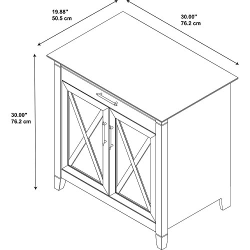 Bush Furniture Key West Secretary Desk with Keyboard Tray and Storage Cabinet, Pure White Oak, 30W x 20D