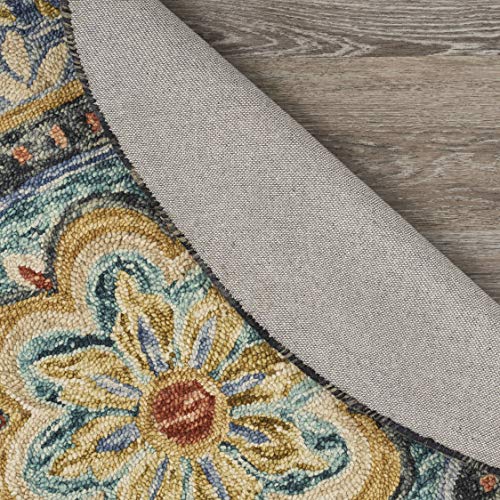 Lr Home Ox Bay Blaze Modern Distressed Floral Virgin Wool Indoor Area Rug