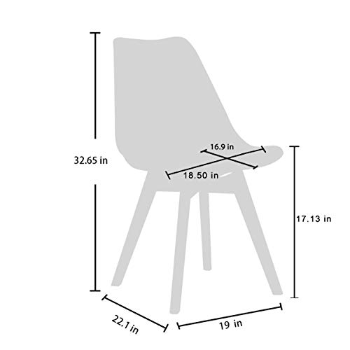 CangLong Modern Dining Chair Set, Soft Padded Shell Chair with Wood Legs for Kitchen, Dining, Bedroom, Living Room - Set of 4, White