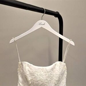 NAHANCO BG20117 Bridal Hanger Set, White Wood Hangers with Black Imprint (Bride and Groom), 17” (2 Piece Set)