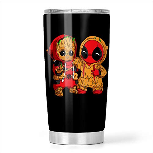 Baby Groot And Dead-pool Stainless Steel Tumbler 20oz Travel Mug