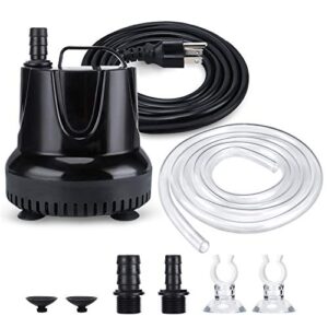 cwkj fountain pump, 550gph (40w 2200l/h) submersible water pump, durable outdoor fountain water pump with 6.5ft tubing (id x 1/2-inch) for aquarium, pond, fish tank, water pump hydroponics, backyard