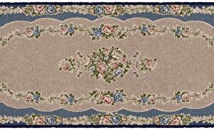 Brumlow MILLS Rosewood Traditional Floral Home Décor Area Rug for Living Room, Kitchen, Dining, Bedroom or Doorway Runner Rug, 22" x 60", Nantucket Blue