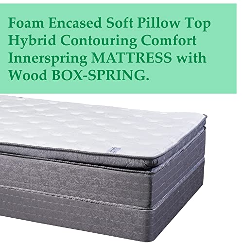 Nutan 13-Inch Foam Encased Soft Pillow Top Hybrid Contouring Comfort Innerspring Mattress and 8-Inch Wood Box Spring/Foundation Set,Queen