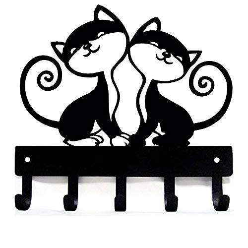 The Metal Peddler Twin Cats Key Rack & Hanger - Small 6 inch Wide - Made in USA