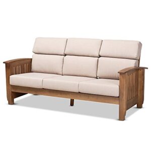 Baxton Studio Sofas, Taupe/Walnut Brown