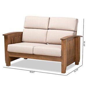 Baxton Studio Loveseats, Taupe/Walnut Brown