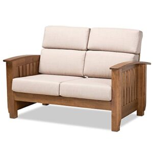 baxton studio loveseats, taupe/walnut brown