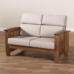 Baxton Studio Loveseats, Taupe/Walnut Brown