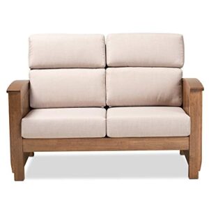 Baxton Studio Loveseats, Taupe/Walnut Brown