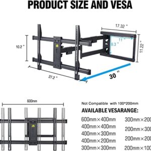 FORGING MOUNT Long Extension TV Mount Corner Wall Mount TV Bracket Full Motion with 30 inch Long Arm for Corner/Flat Installation fits 37 to 75" Flat/Curve TVs, VESA 600x400mm Holds up to 99lbs